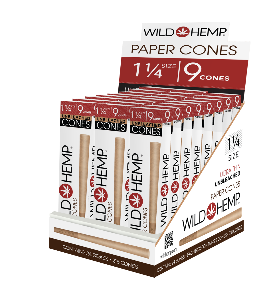 Wild Hemp 1¼ size Unbleached Classic Paper Cones 24 Pack - K by eKarma